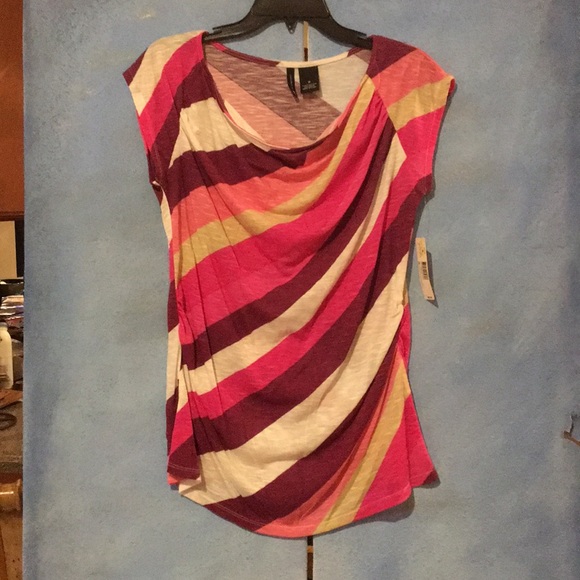 new directions | Tops | Nwt Pink White And Crimson Striped Blouse ...